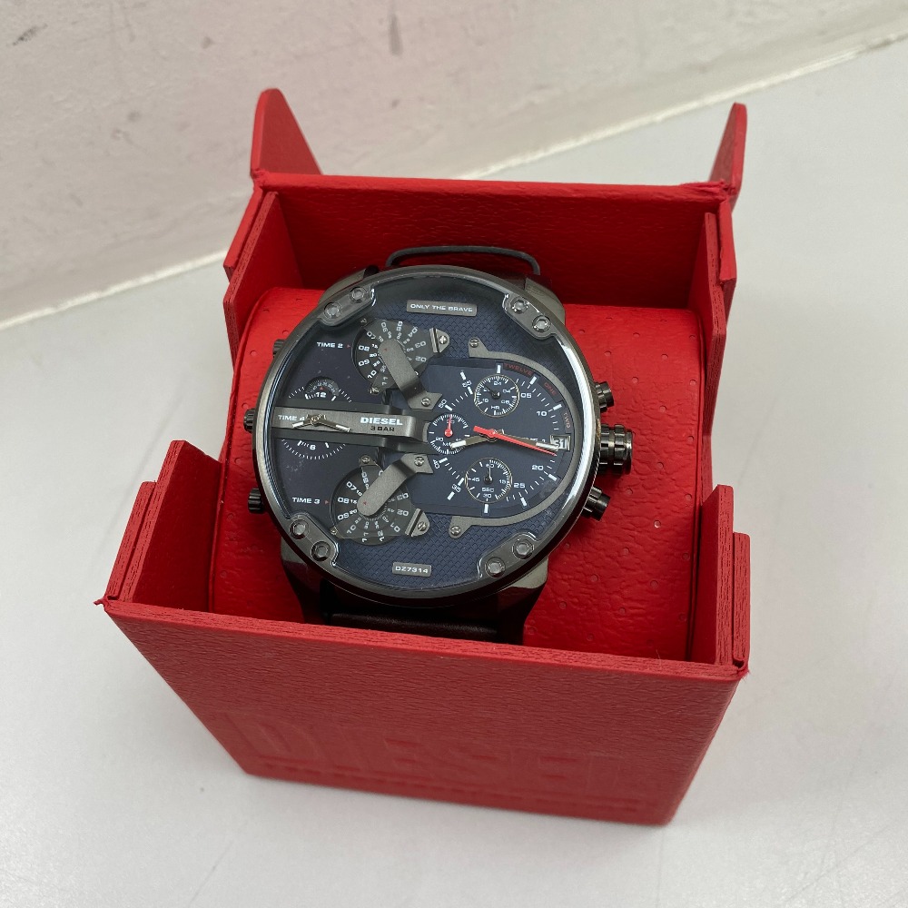 New Diesel DIESEL MR DADDY 2.0 DZ7314 GREY CASE BLUE DIAL BROWN STRAP ...